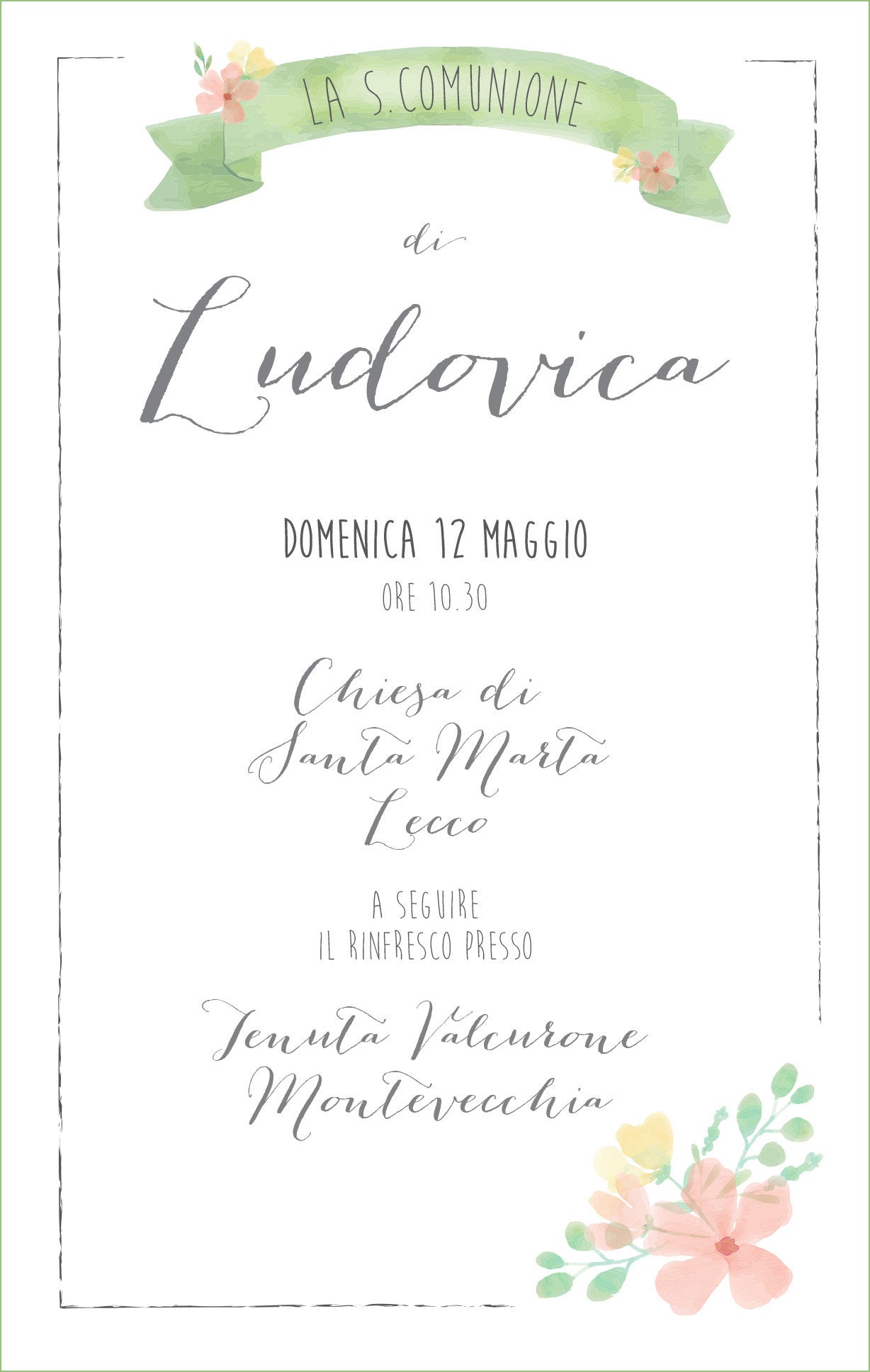 DIGITAL INVITATION Girl Communion Ceremony - Etsy