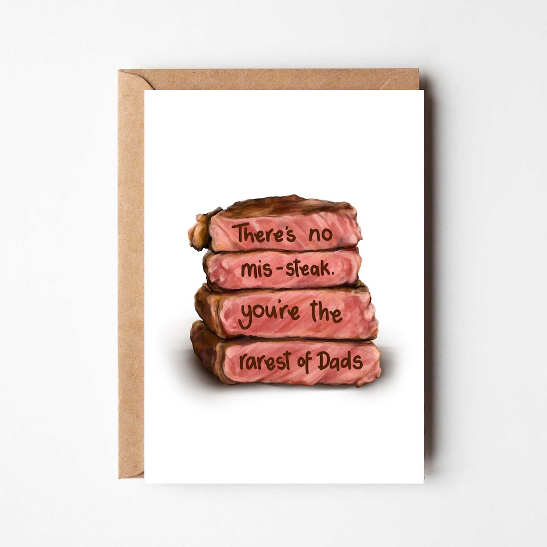 Steak Themed Funny Father's Day Dad Greeting Card - Etsy