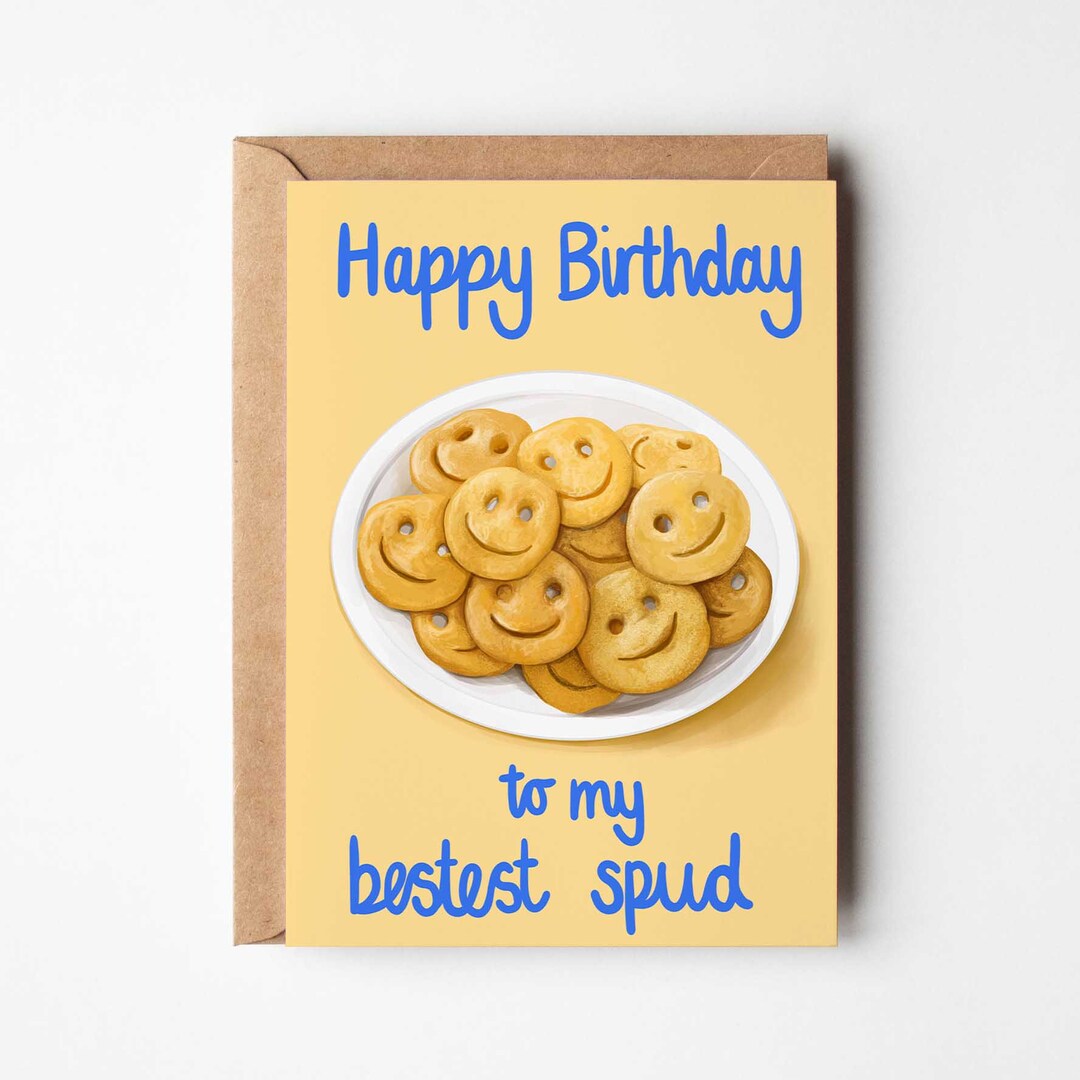 To My Bested Spud Greeting Card Potato Smiley Happy Birthday Birthday ...