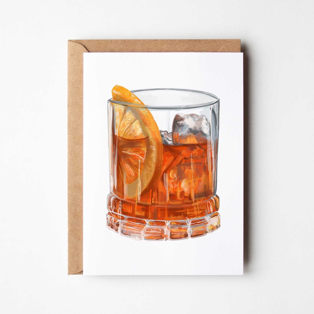 Negroni / Old Fashioned Cocktail Greeting Card | Card for Him - Etsy UK