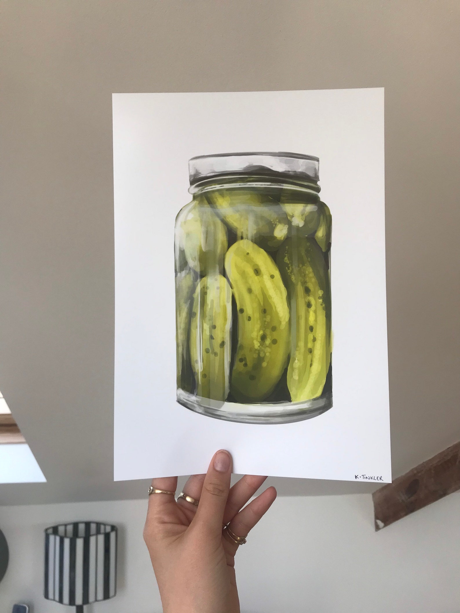 Jar of pickled gherkin food illustration art print A5 A4 & | Etsy