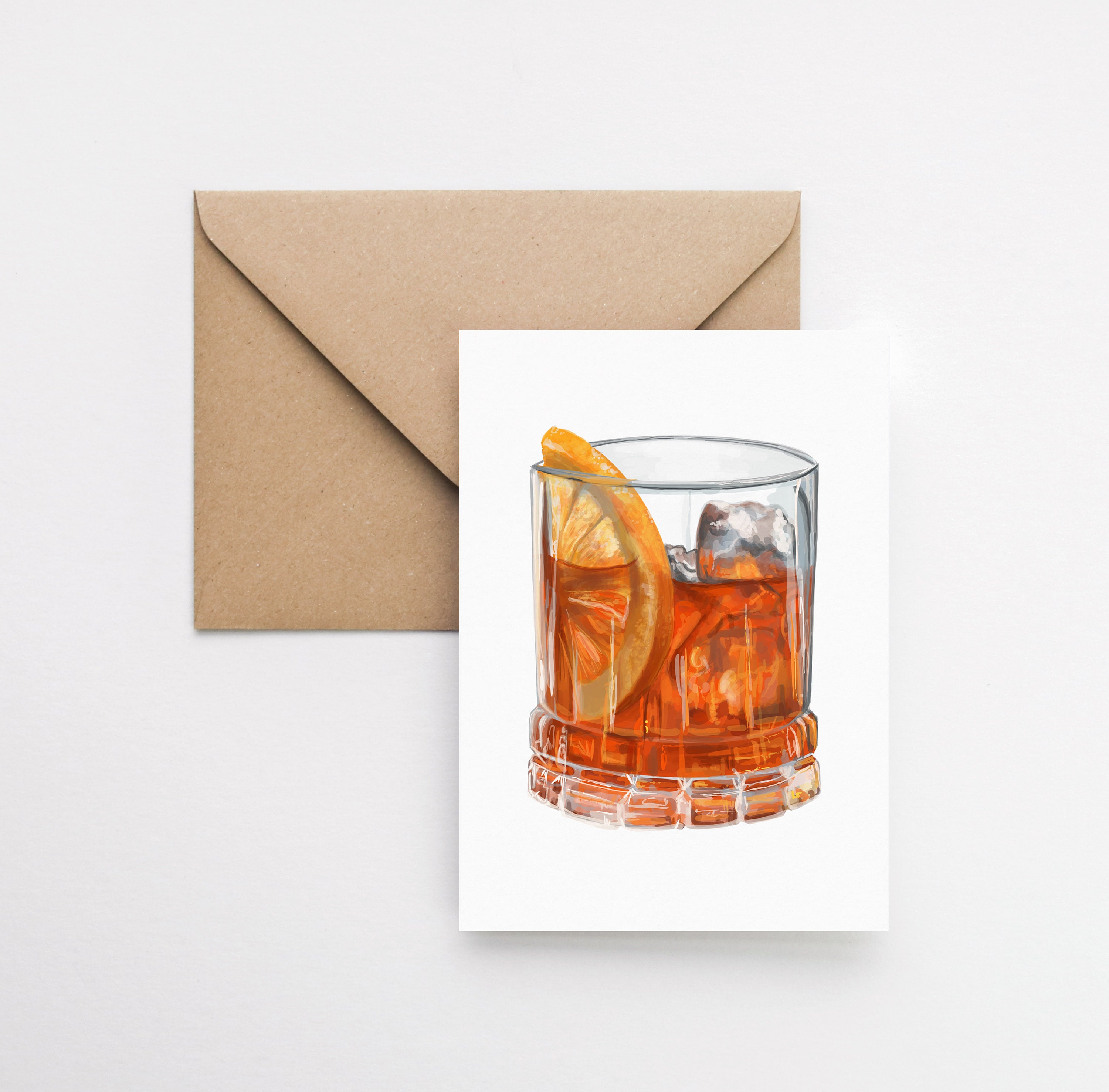 Negroni / Old Fashioned Cocktail Greeting Card | Card for Him - Etsy