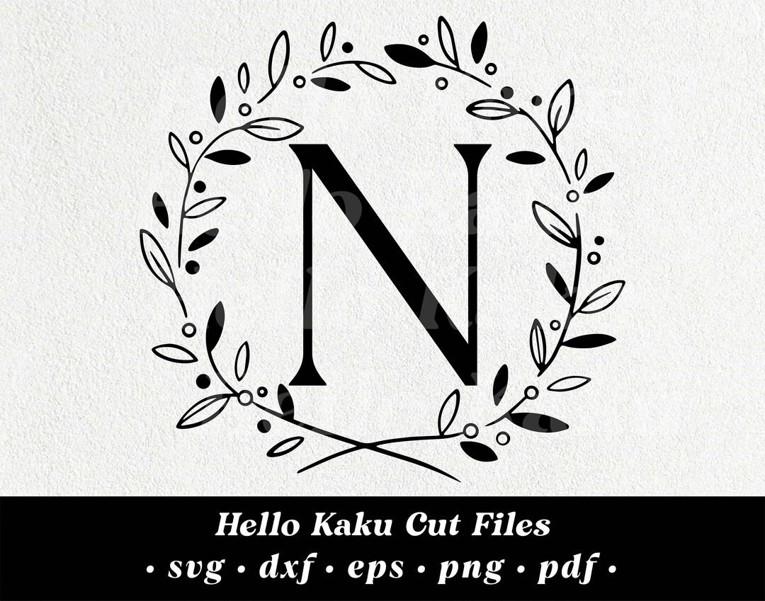 Letter N- Initial Monogram SVG, Initial Monogram Wreath, Monogram ...
