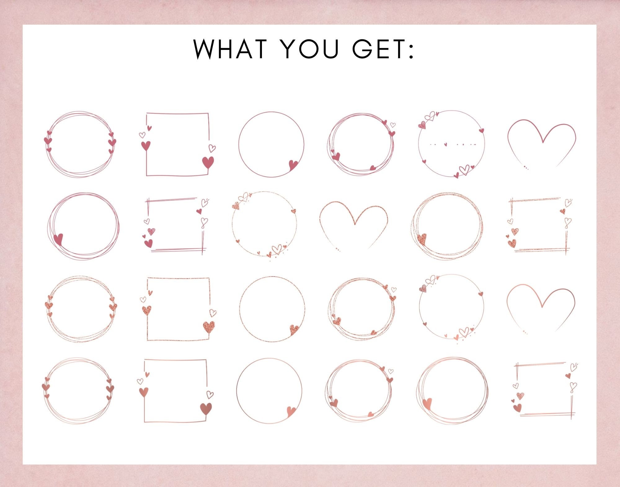 24 Rose Gold Frame Clipart, Rose Gold Frames Clipart, Rose Gold Square ...
