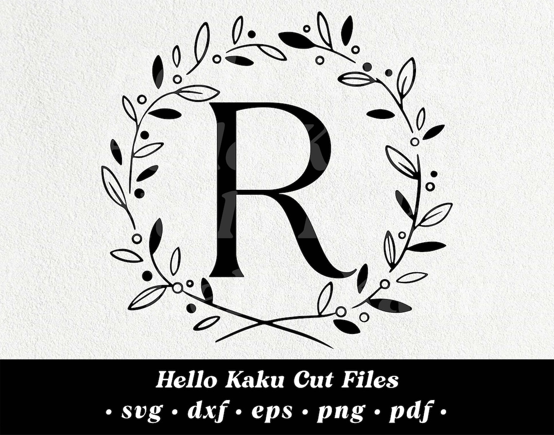 Letter R- Initial Monogram SVG, Initial Monogram Wreath, Monogram ...