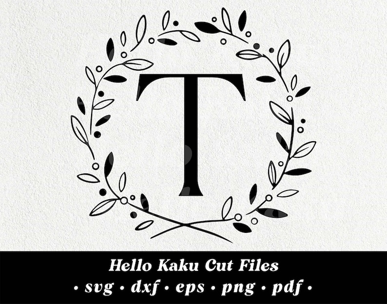 Letter T- Initial Monogram SVG, Initial Monogram Wreath, Monogram ...