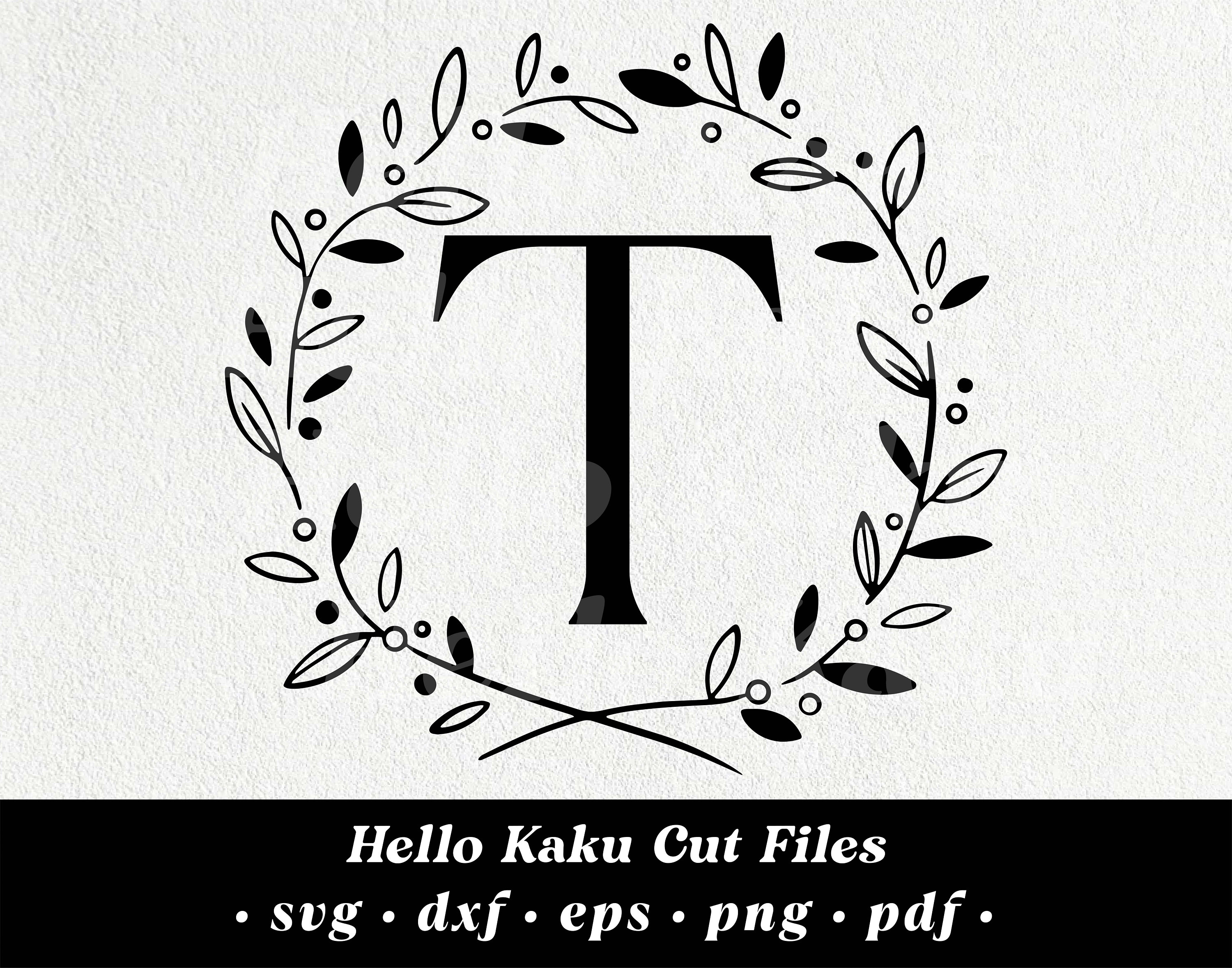 Letter T- Initial Monogram SVG, Initial Monogram Wreath, Monogram ...