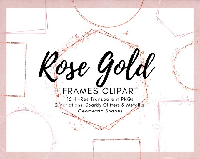 16 Rose Gold Frame Clipart, Rose Gold Frames Clipart, Rose Gold Square ...