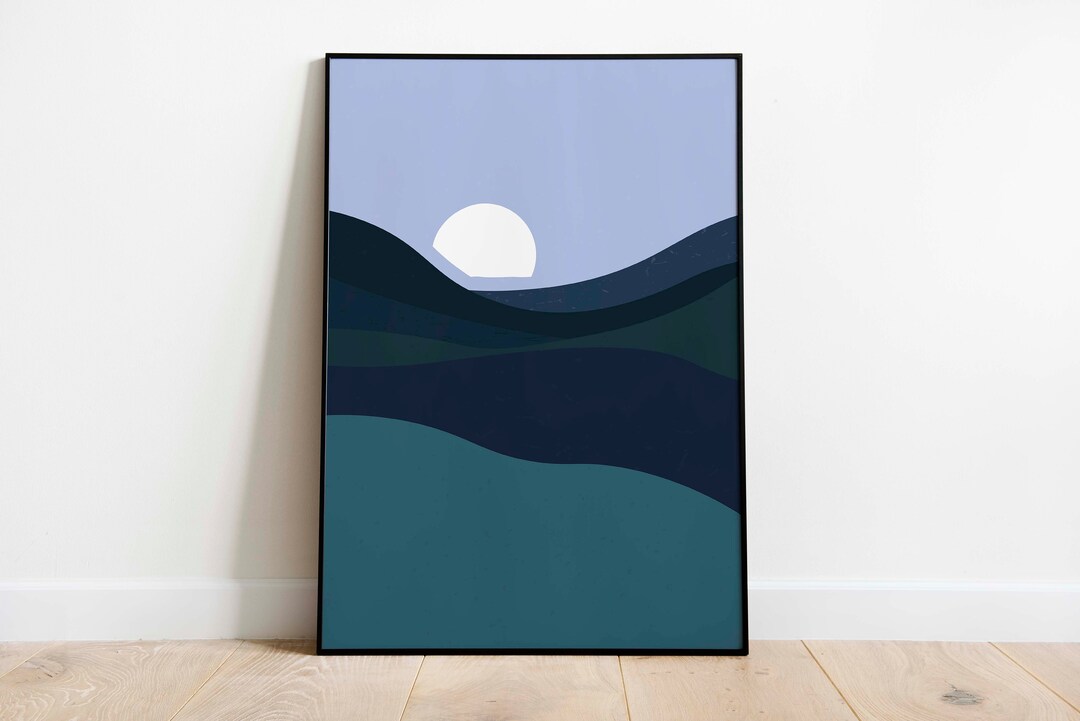 Ocean Line Art Print | Digital Download Wall Art Ocean, Abstract Ocean ...
