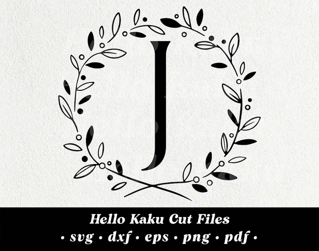 Letter J- Initial Monogram SVG, Initial Monogram Wreath, Monogram ...