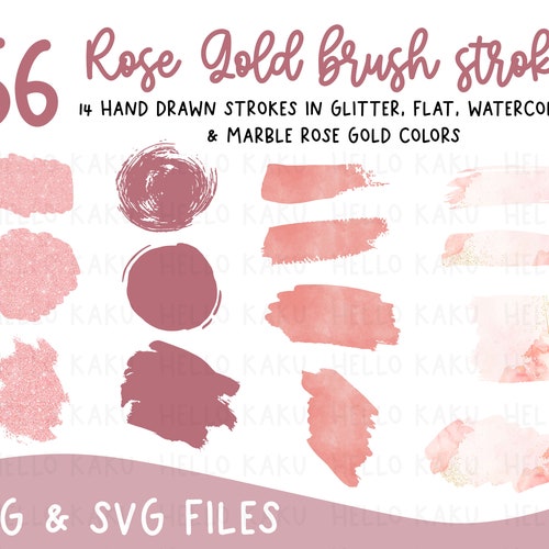 Brush Strokes Clipart With Rose Gold and Black Glitter PNG - Etsy
