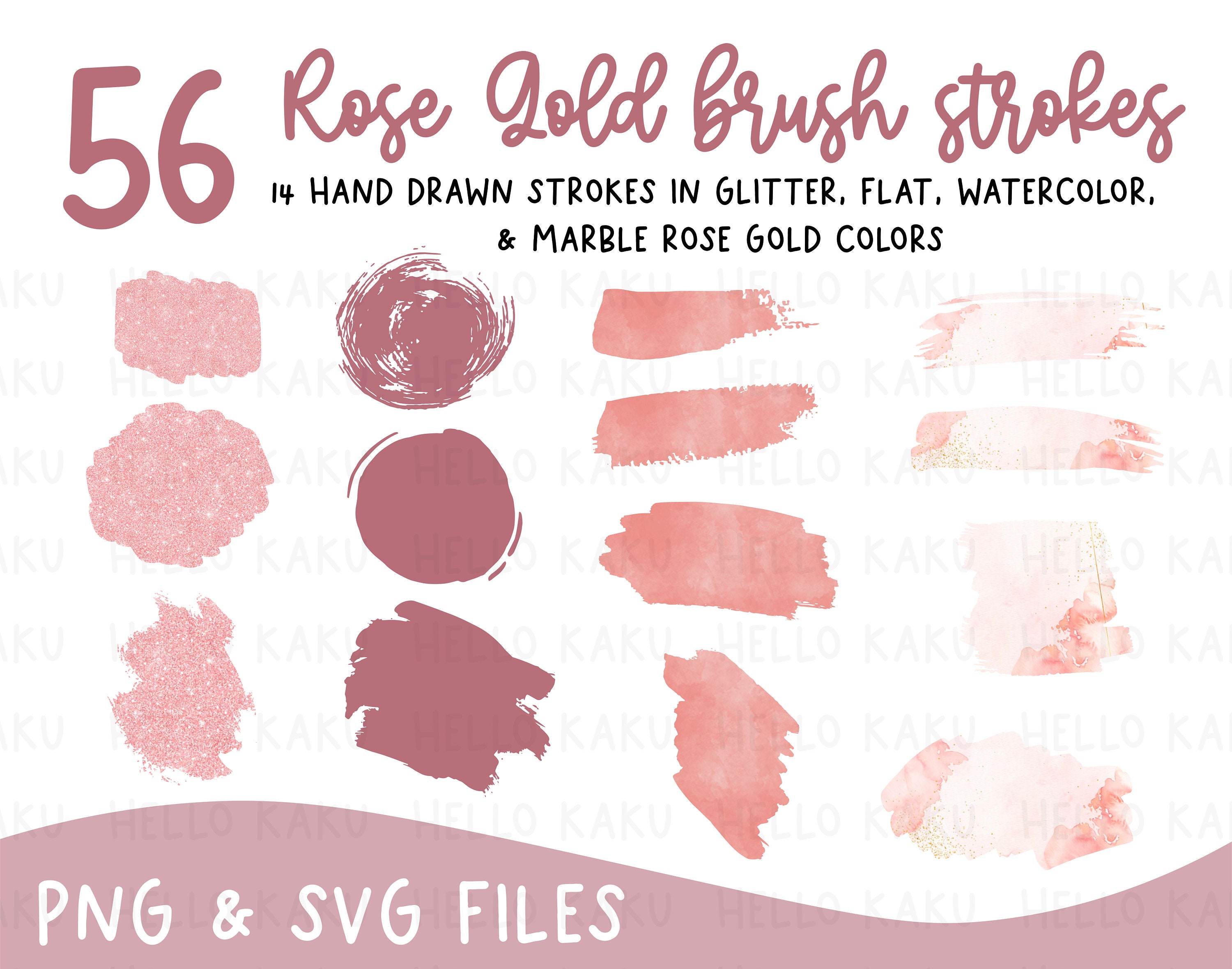 56 Rose Gold Brush Strokes Clipart, Brushstrokes PNG, Paint Brush ...