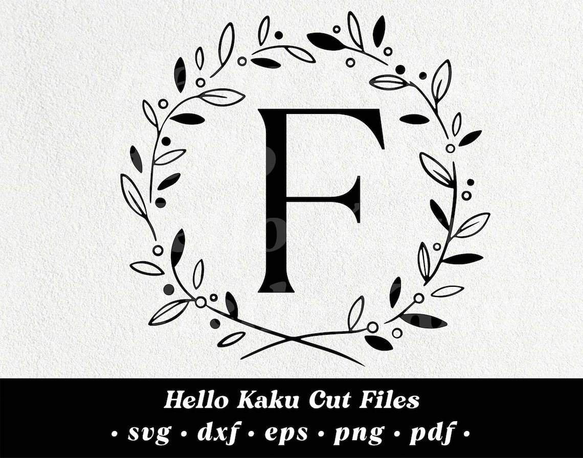 Letter F- Laurel Wreath Svg, Laurel Letters Svg, Wreath Alphabet Svg ...