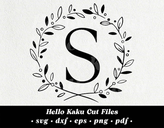 Letter S Initial Monogram SVG Initial Monogram Wreath - Etsy