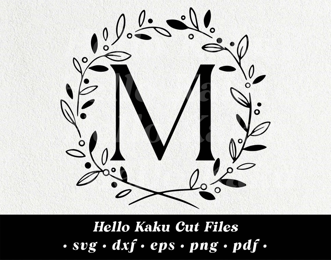 Letter M- Initial Monogram SVG, Initial Monogram Wreath, Monogram ...