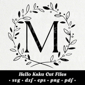 Letter M- Initial Monogram SVG, Initial Monogram Wreath, Monogram ...