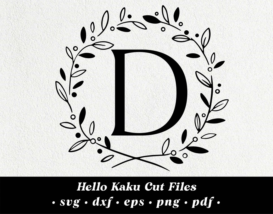 Letter D- Personalized One Letter Frame Svg, Wreath SVG, Leafy Wreath ...