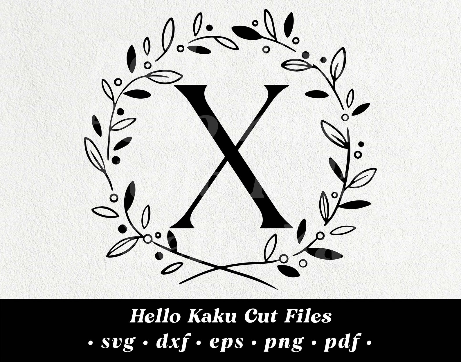 Letter X- Initial Monogram SVG, Initial Monogram Wreath, Monogram ...