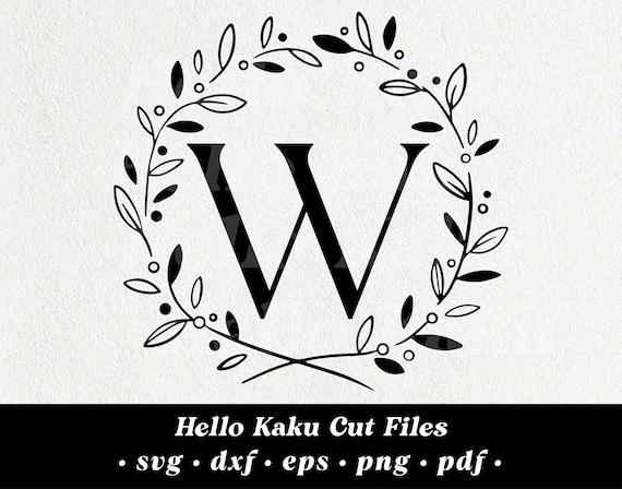 Letter W Initial Monogram SVG Initial Monogram Wreath | Etsy
