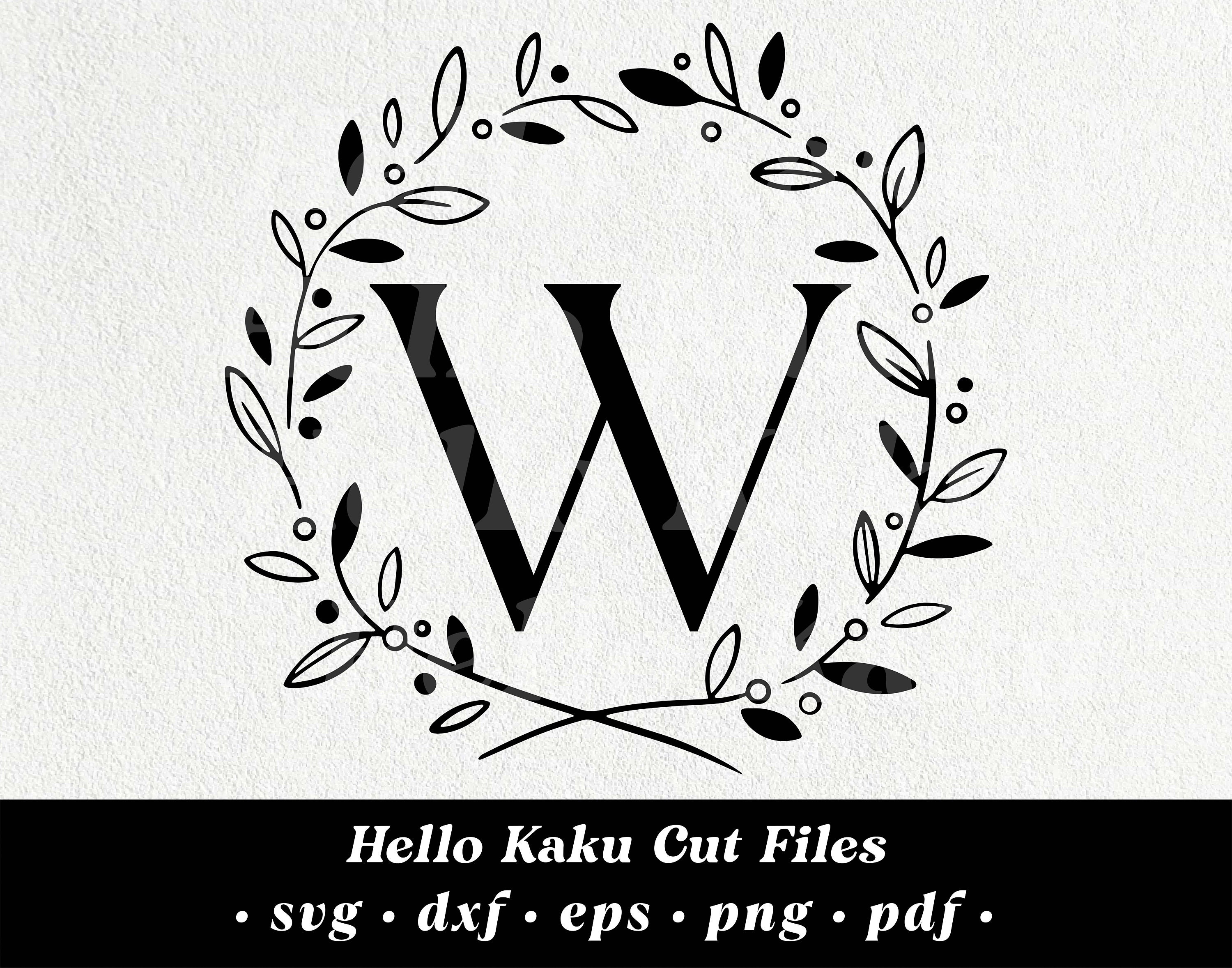 Letter W Initial Monogram SVG Initial Monogram Wreath - Etsy 日本