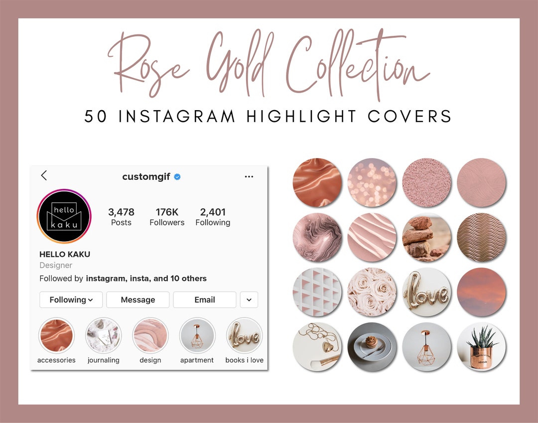 50 Rose Gold Instagram Highlight Covers | Beauty Highlight Cover Icons ...