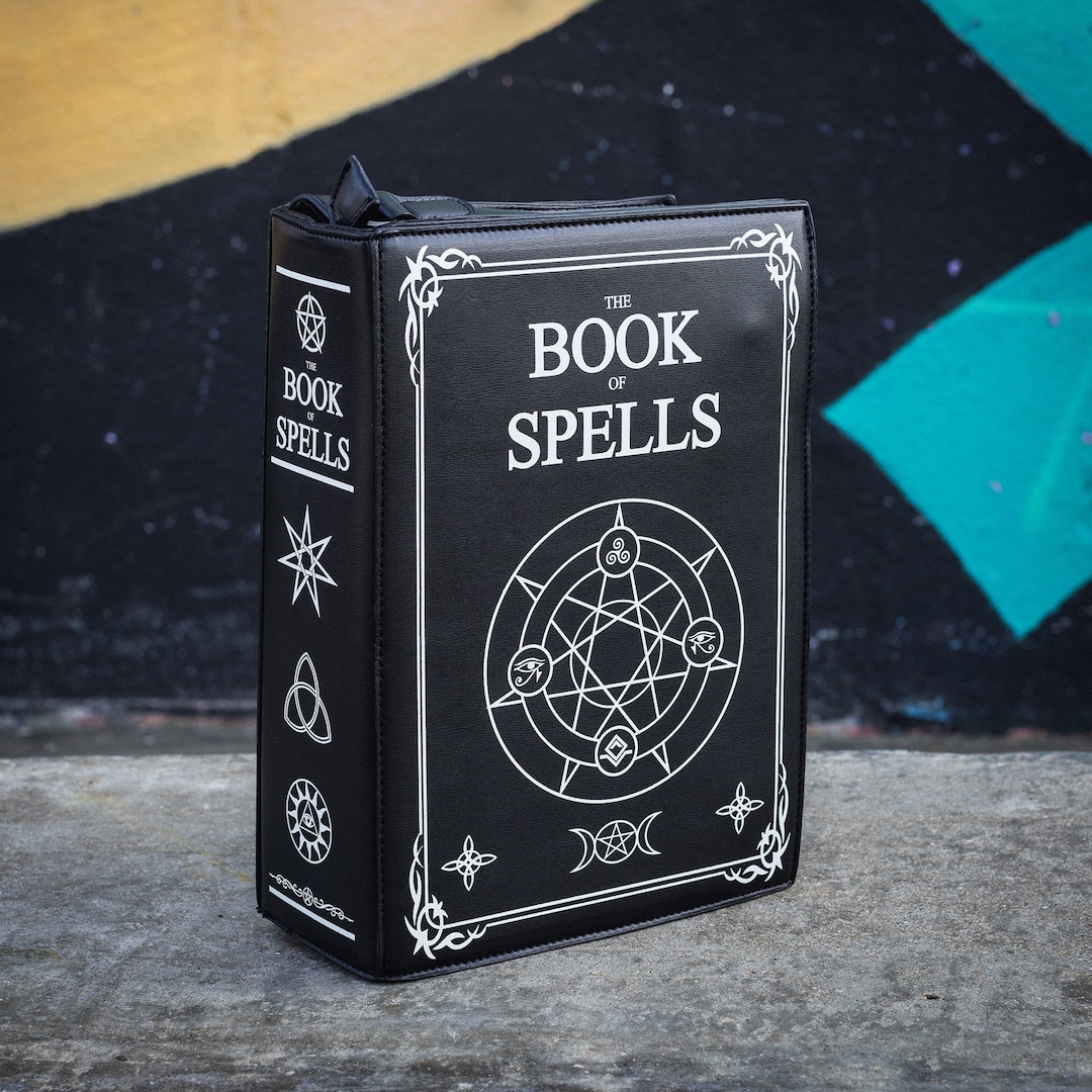 GOTHX Large Book of Spells Messenger Vegan Bag - Occult - Witchy Gift ...
