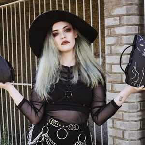GOTHX Vegan Pagan Black Cat Shoulder Bag | Etsy UK