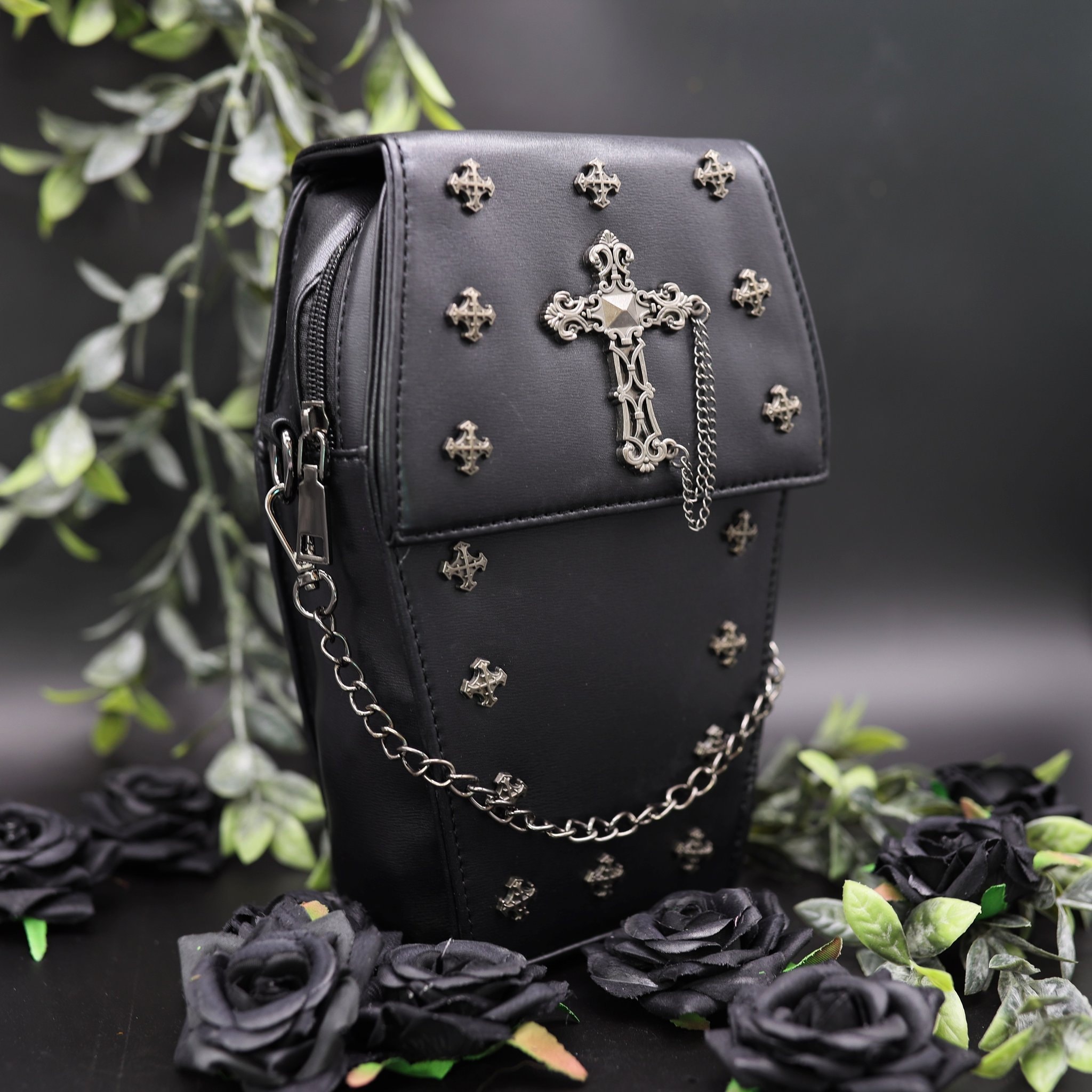 GOTHX Mini Black Vegan Gothic Cross Coffin Chain Bag | Etsy UK