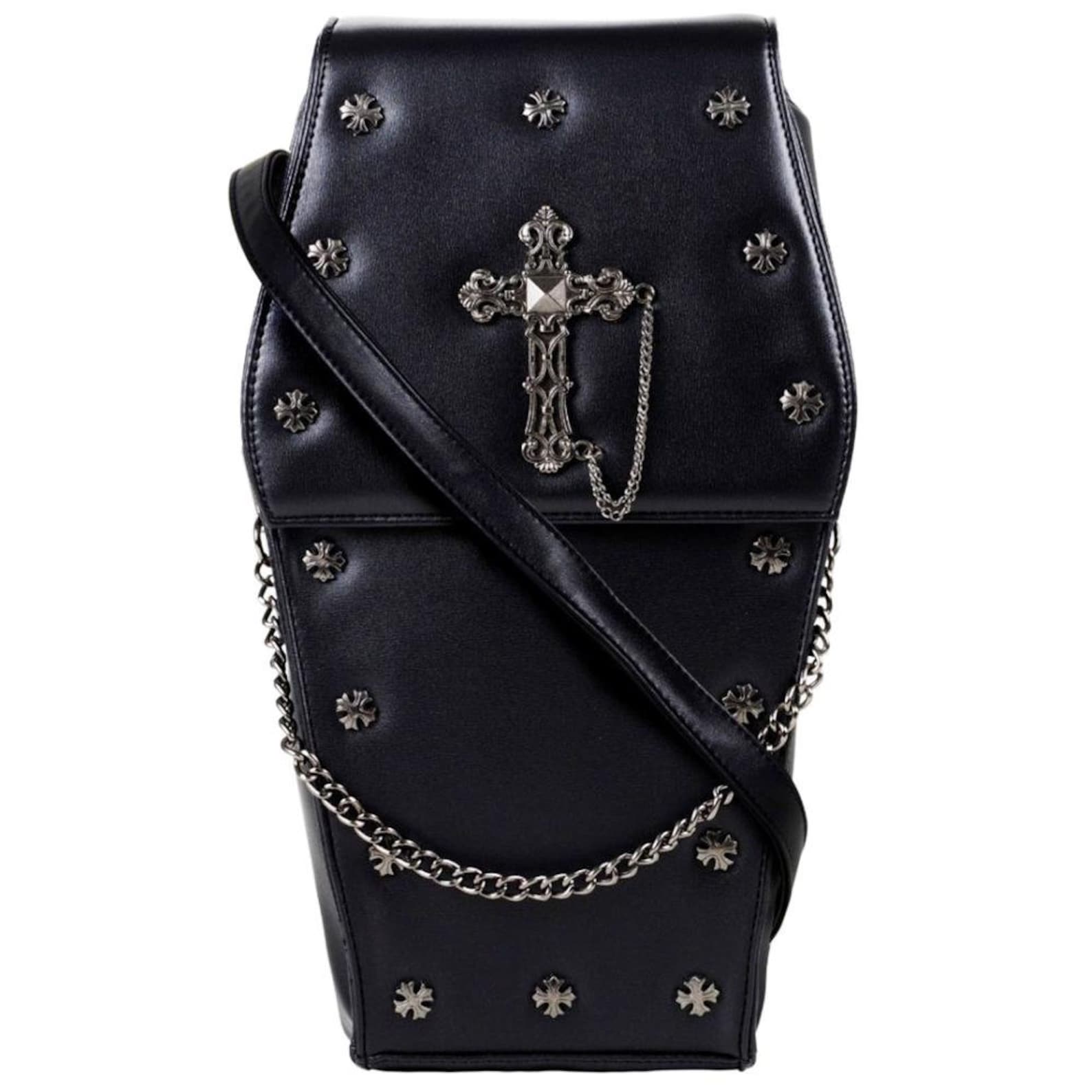GOTHX Black Cross Vegan Coffin Backpack - Gothic Style - Dark Grunge ...