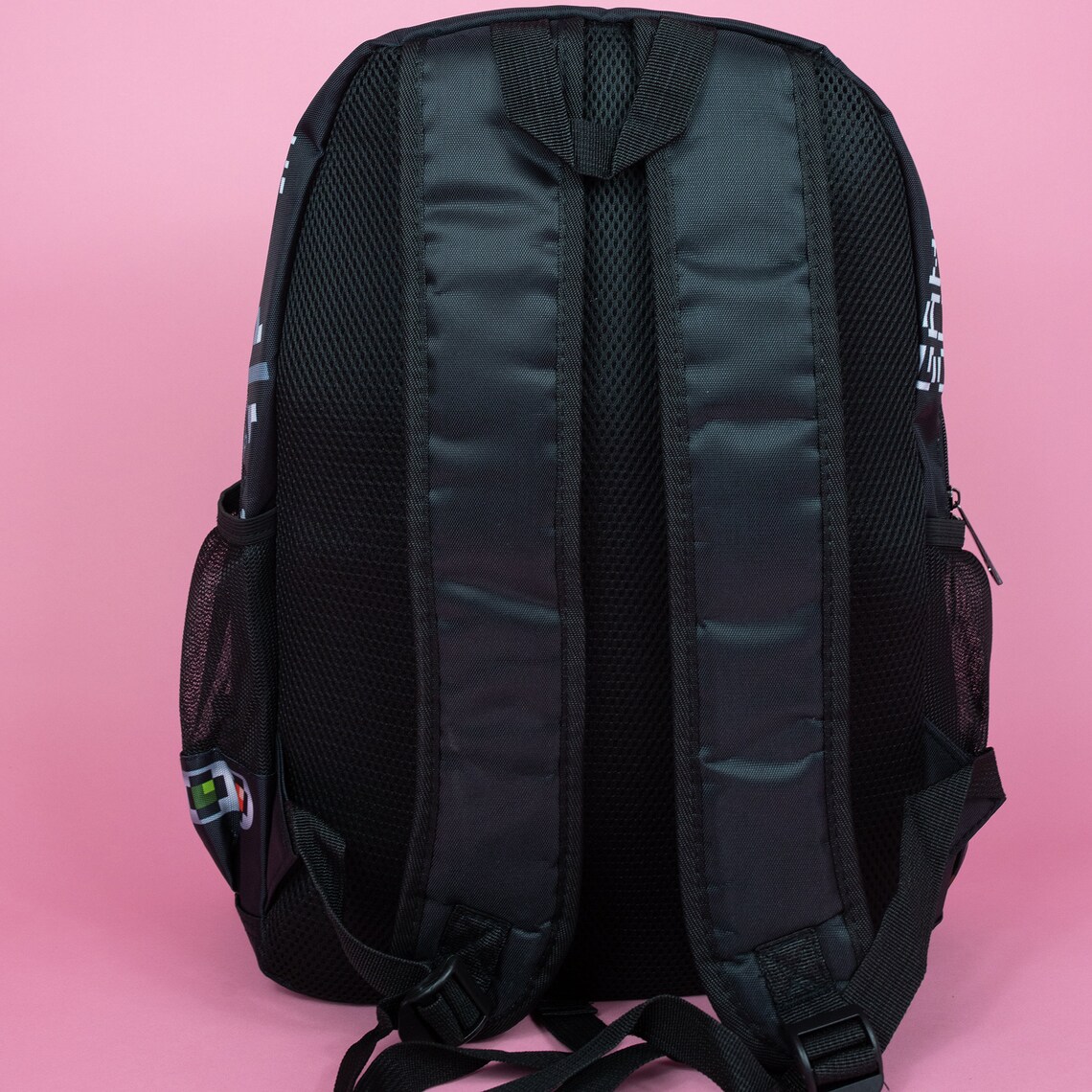 Game Over Black Printed Nylon Backpack - Retro Style - Gaming - School ...