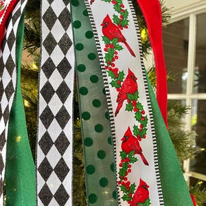 Large Christmas Cardinal Tree Topper Bow, Traditional Red and Green ...