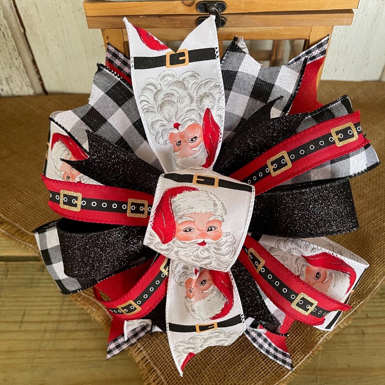 Christmas Whimsical Bow, Santa Bow for Lantern, Wreath, Lamp Post, Door ...
