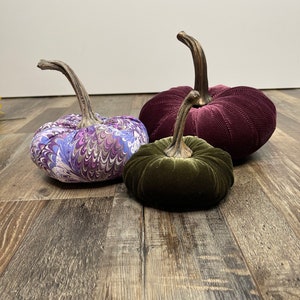 Fall Velvet Pumpkin Set, Multi Color Fabric Pumpkins, Handmade Pumpkins ...