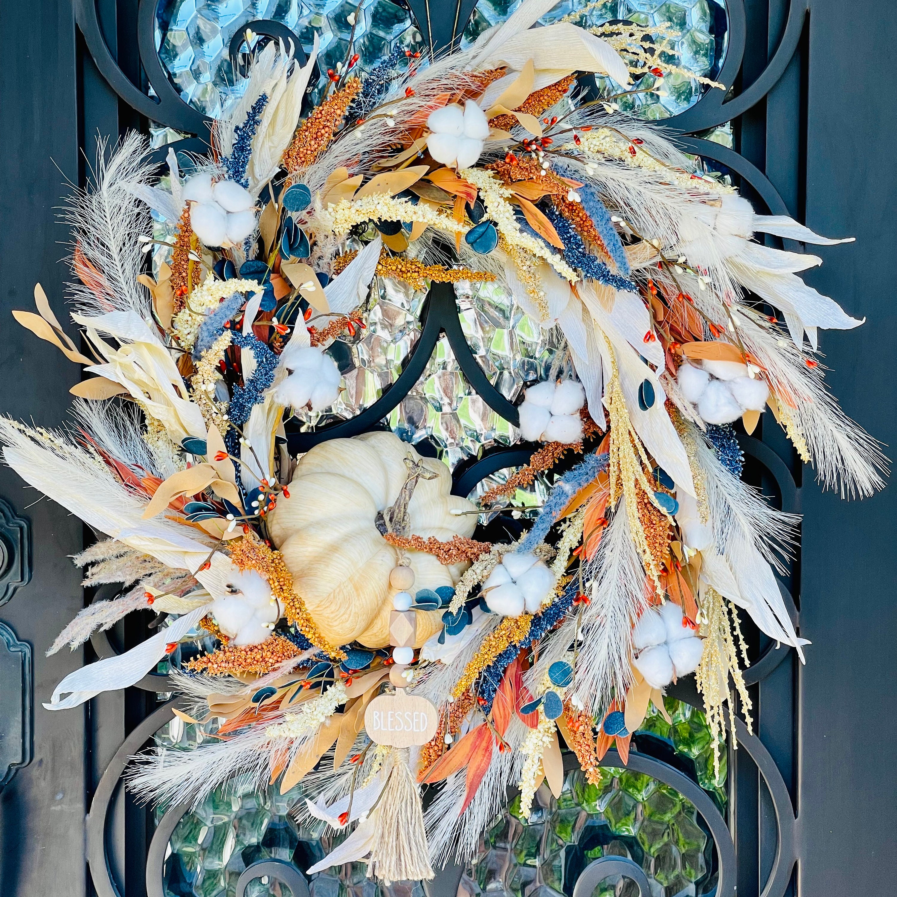Fall Boho Wreath for Front Door, Fall Boho Decor for Porch, Thankful ...