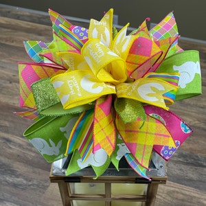 Large Easter Funky Bow for Lantern, Easter Basket Bow, Whimsical Bow ...