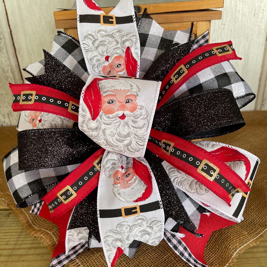 Christmas Whimsical Bow, Santa Bow for Lantern, Wreath, Lamp Post, Door ...