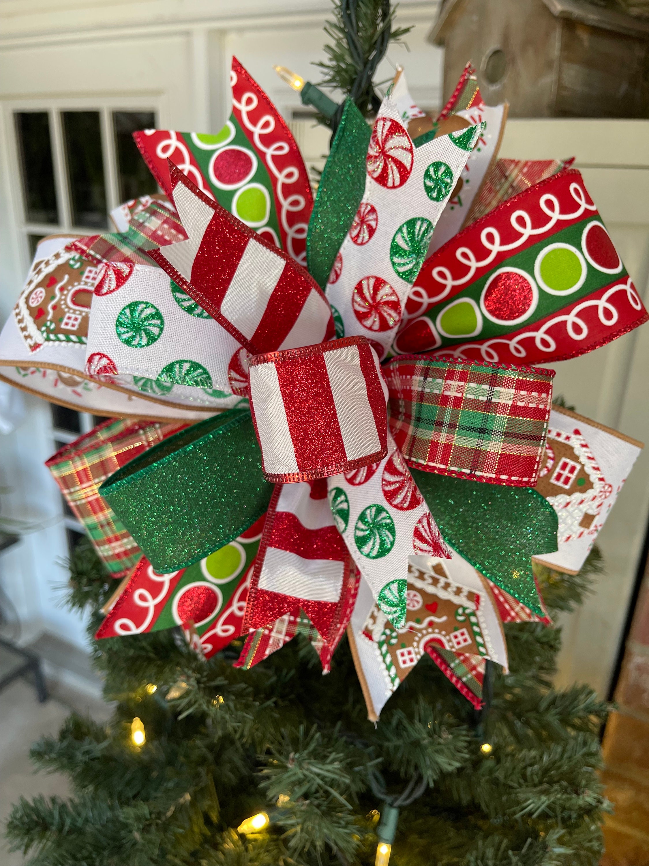 Christmas Whimsical Bow, Holiday Decor for Lantern, Wreath Bow, Lamp ...