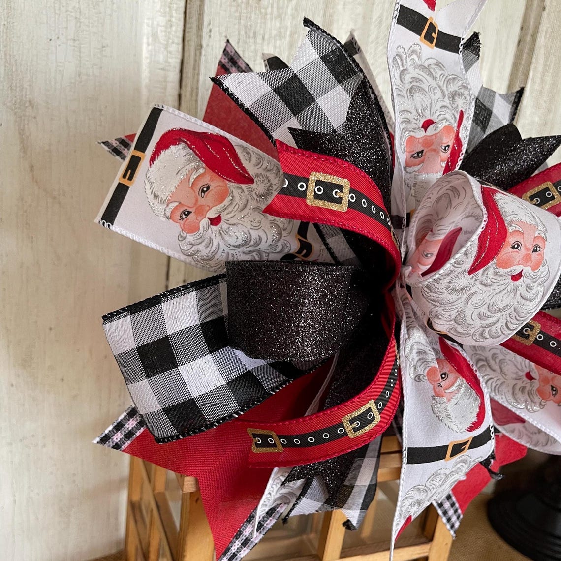 Christmas Whimsical Bow, Santa Bow for Lantern, Wreath, Lamp Post, Door ...