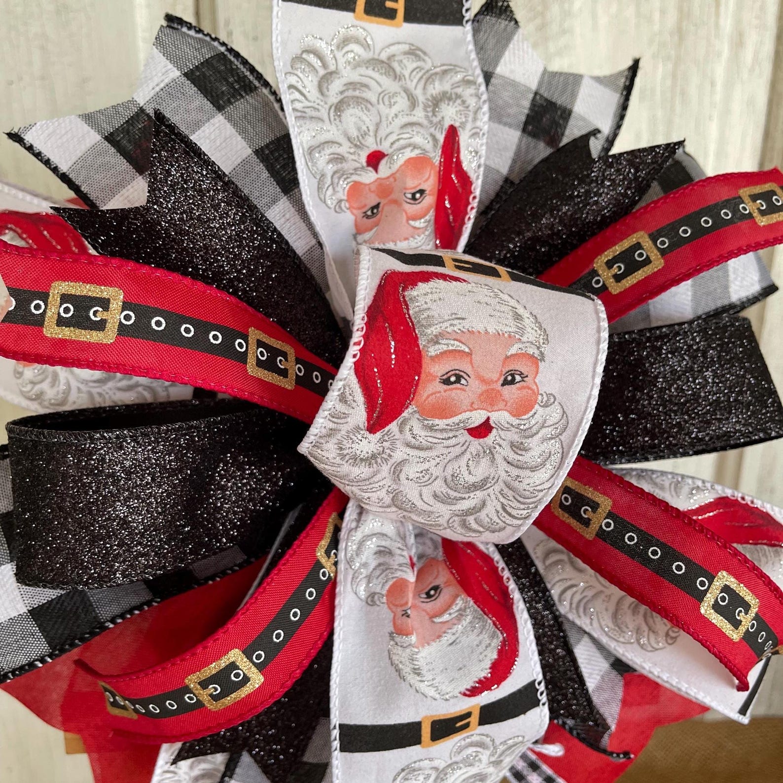 Christmas Whimsical Bow, Santa Bow for Lantern, Wreath, Lamp Post, Door ...