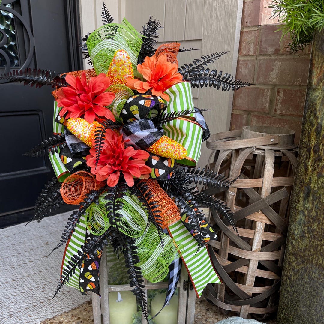 Halloween Candy Corn Lantern Swag, Halloween Porch Decor, Wreath ...