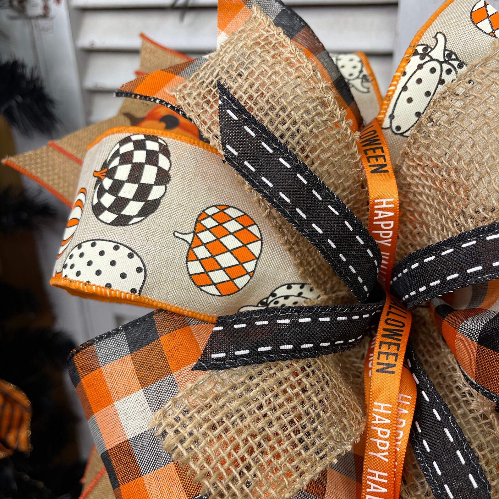 Large Halloween Funky Bow for Lantern, Halloween Wreath Bow, Whimsical ...