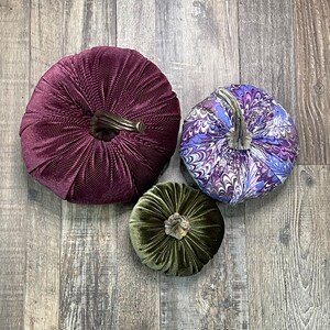 Fall Velvet Pumpkin Set, Multi Color Fabric Pumpkins, Handmade Pumpkins ...