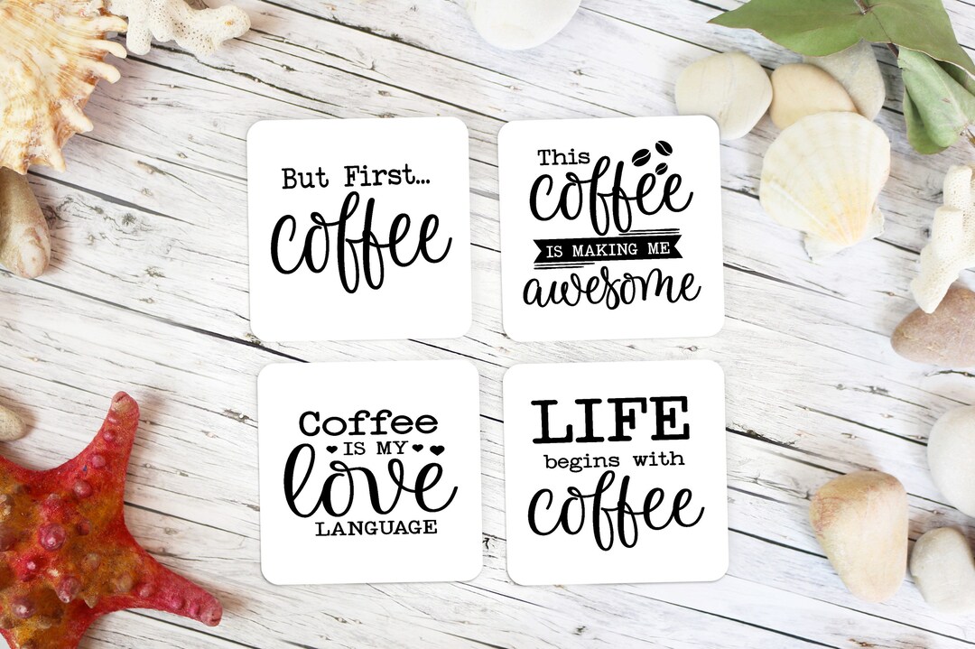 Coffee Coasters Set of 4 / Minimalist Tea Drink Coasters Table Decor ...