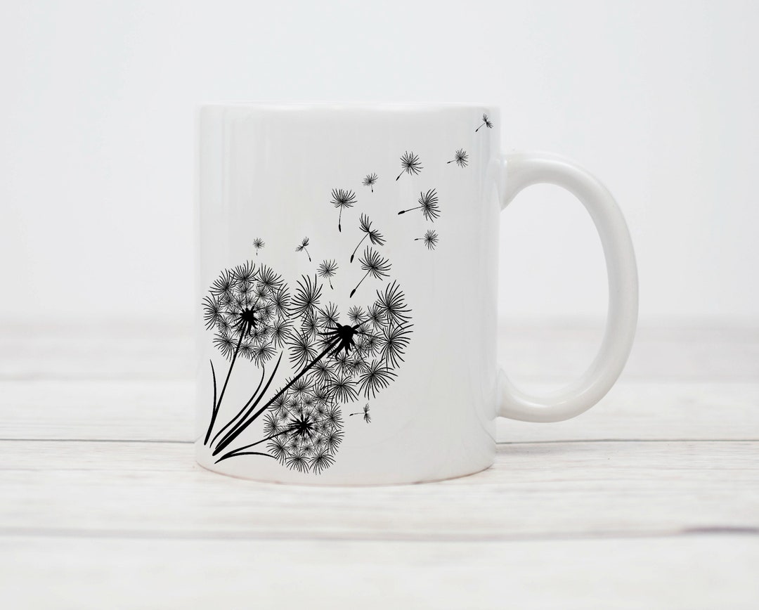 Personalised Dandelion Coffee Mug, Flowers Coffee Mug, Coffee Lovers ...