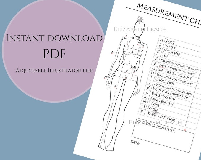 Body Measurement Chart for Dressmakers - Female Body - Fillable Women ...