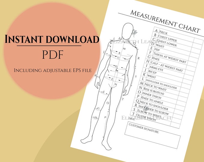 Male Body Measurement Chart for Dressmakers/tailors - Male Body ...