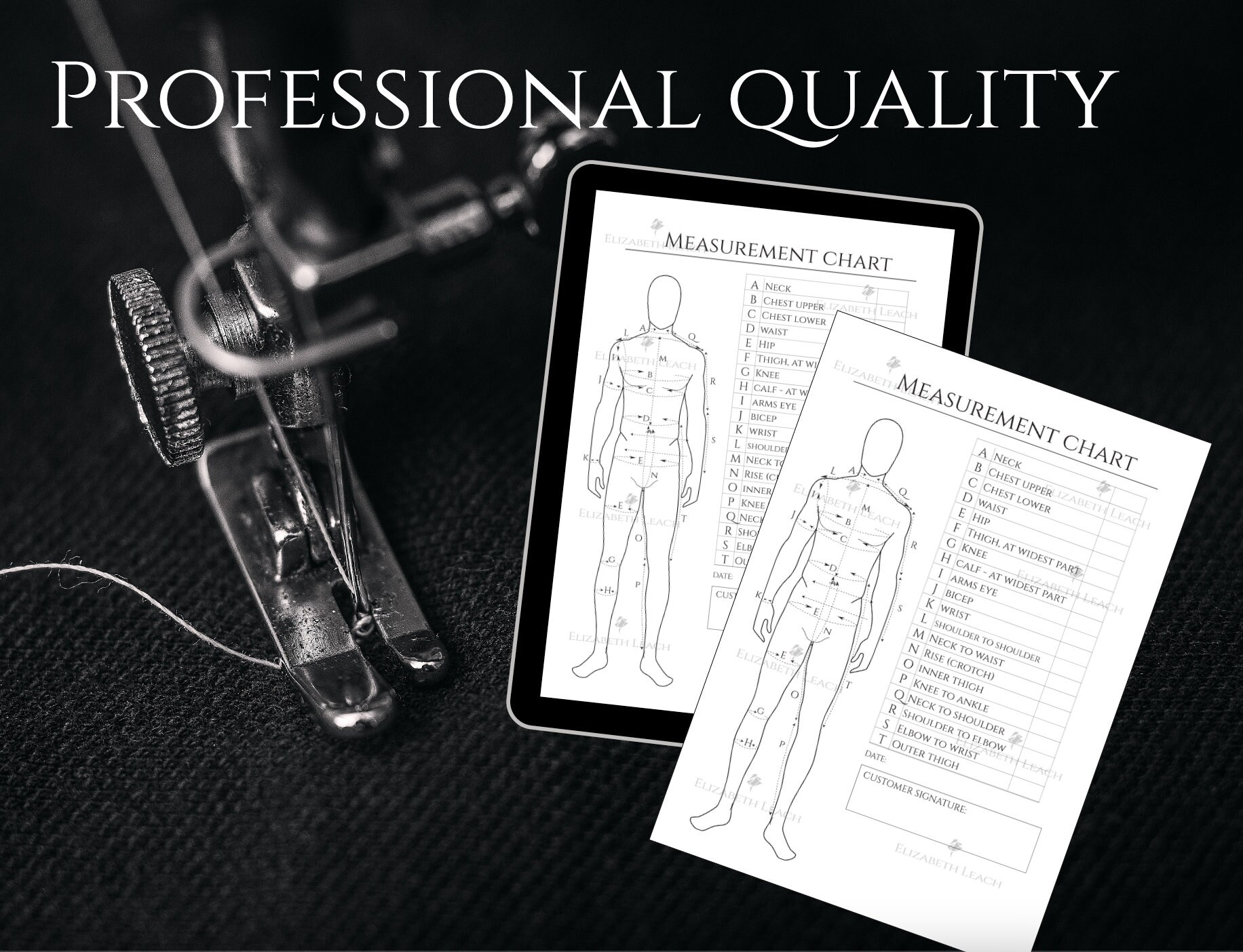 Male Body Measurement Chart for Dressmakers/tailors Male Body Fillable ...