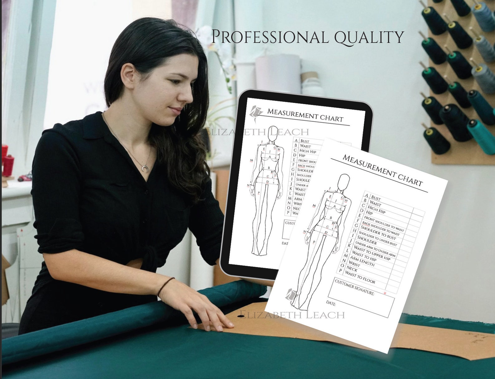 Body Measurement Chart for Dressmakers - Female Body - Fillable Women ...