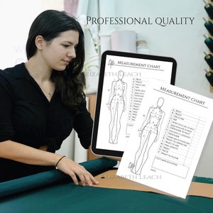 Body Measurement Chart for Dressmakers - Female Body - Fillable Women ...