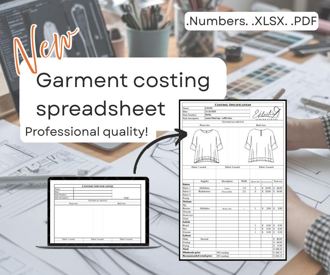 Costing Specification Spreadsheet - Automatic Cost Calculator - Garment ...